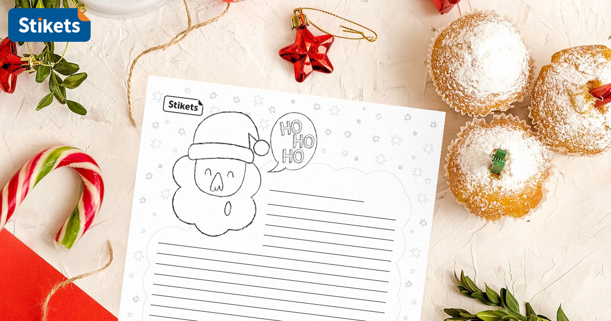 Carta para o Pai Natal e Rodolfo para escrever e pintar - Stikets